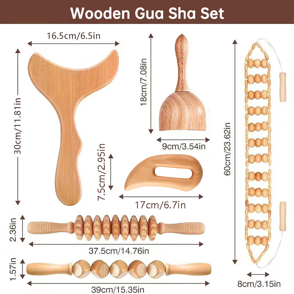 Beech wood therapy scraping cup, meridian dredging roller, tendon ...